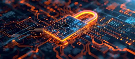 Glowing Padlock On Circuit Board Symbolizing Cybersecurity Data Protection Concept In Digital