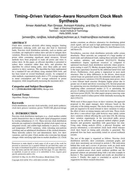 Pdf Timingdriven Variationaware Nonuniform Clock Mesh Synthesis