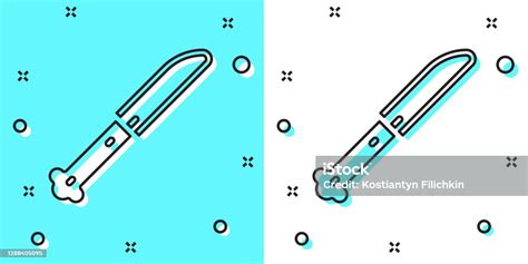 녹색과 흰색 배경에 격리 된 검은 줄 나이프 아이콘 칼 붙이 기호 임의동적 모양 벡터 가능성에 대한 스톡 벡터 아트 및 기타