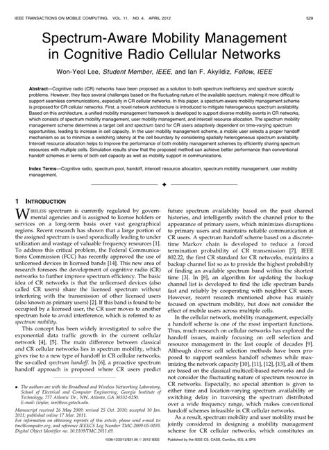Pdf Spectrum Aware Mobility Management In Cognitive Radio Cellular Networks