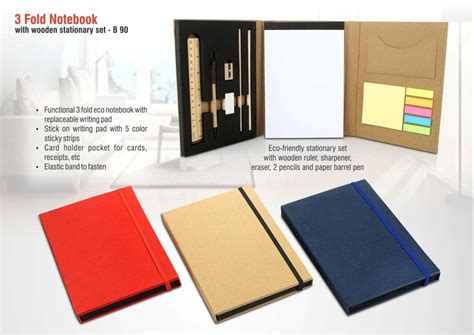 Overseas Allied Ting 3 Fold Notebook With Wooden Stationary Set For