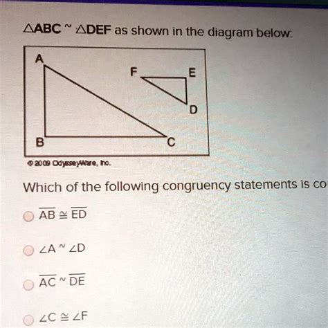 Abc ∼def As Shown In The Diagram Below Which Of The Following