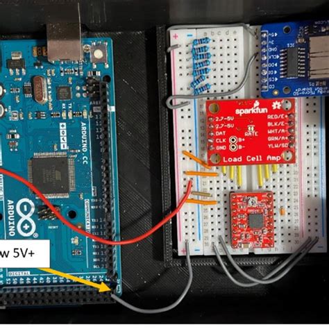 Arduino Mega Added With 5 V And Gnd Lines Attached To Breadboard Download Scientific Diagram