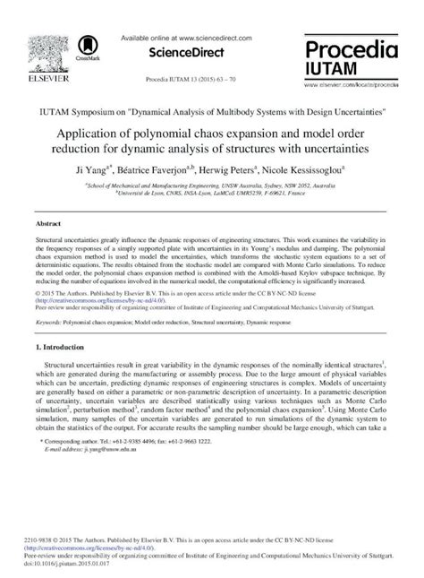Pdf Application Of Polynomial Chaos Expansion And Model Order