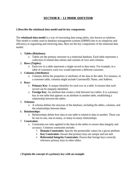 Dbms 12 Mark Questions With Answer Pdf Relational Database Relational Model