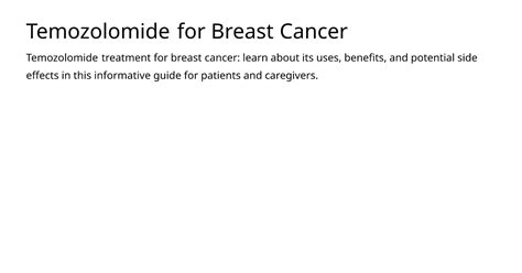 Temozolomide For Breast Cancer Meds Is