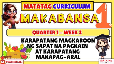 Grade 1 Makabansa 1 Quarter 1 Week 3 Matatag Karapatang Magkaroon Ng