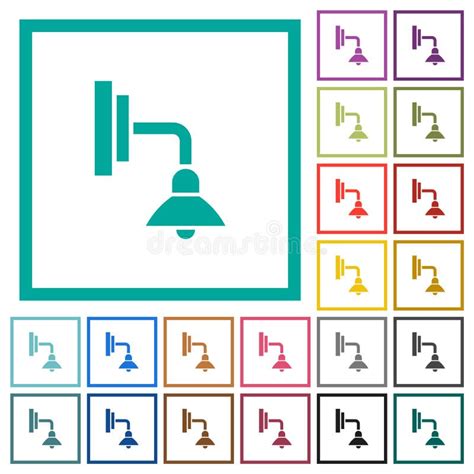 Wall Lamp Flat Color Icons With Quadrant Frames Stock Vector