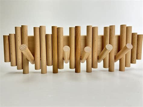 Nordic Modern Solid Wood Hooks Collapsible Coat Hangers Creative Row Hooks No Punching