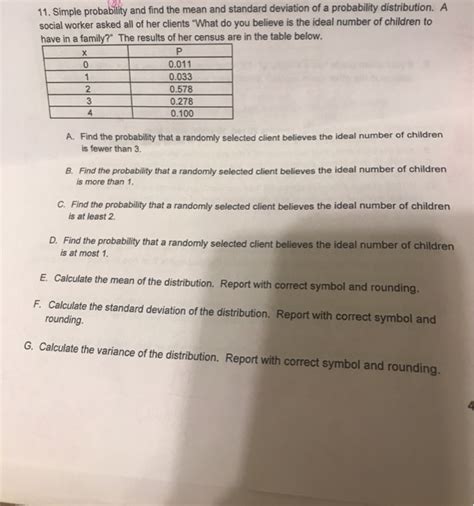 Solved Simple Probability And Find The Mean And Standard Chegg