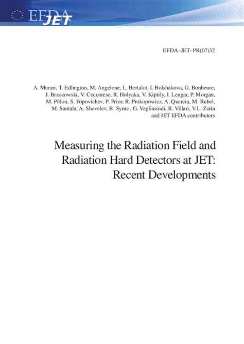 Pdf Measuring The Radiation Field And Radiation Hard Detectors At Jet