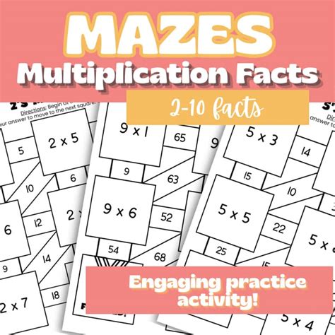 No Prep Engaging Multiplication Facts Maze Worksheet 3rd 4th Grade Math