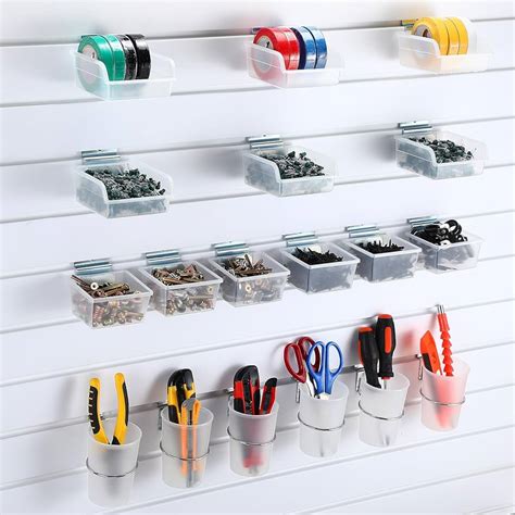Garage Organization Accessories Slatwall Storage Bins 6 Set Slatwall
