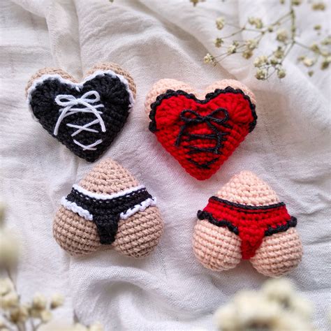 Sexy Hearts Crochet Pattern Amigurumi Heart Keychain Pdf Etsy