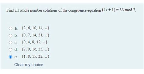 Find All Whole Number Solutions Of The Congruence Equation 4 X1 ≡ 33 7 A 261014 B