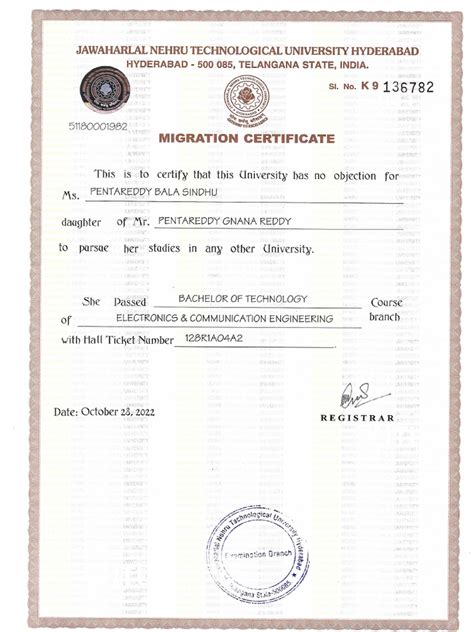 Btech Migration Certificate Pdf
