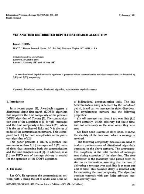 Pdf Yet Another Distributed Depth First Search Algorithm