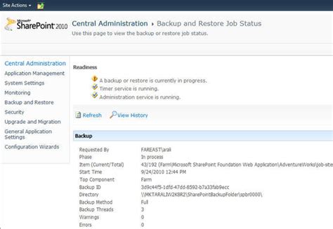 Backup And Restore In Sharepoint 2010