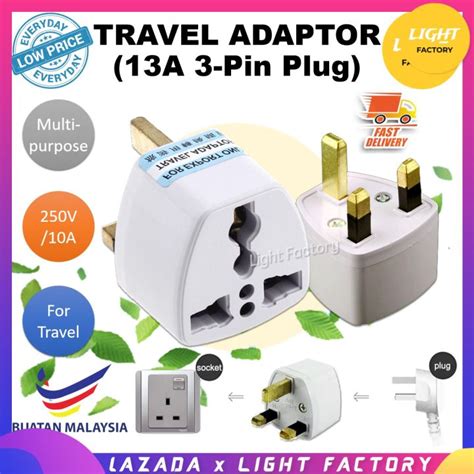 [sirim Approved] 3 Way Adapter With Switch 3 Pin Conversion Plug Universal Travel Adaptor Us Eu