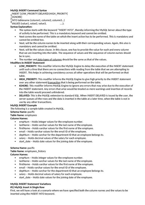 My SQL Insert Command Syntax MySQL INSERT Command Syntax INSERT Studocu