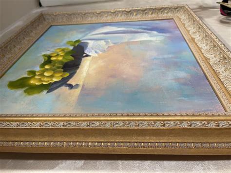 Купити картину «Світло зелений виноград з їжею та напоями олійними фарбами на полотні в стилі