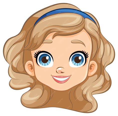 Premium Vector Smiling Cartoon Girl Face Vector Illustration