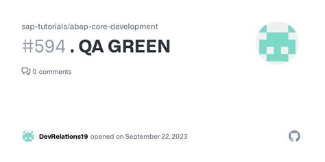 Qa Green · Issue 594 · Sap Tutorialsabap Core Development · Github