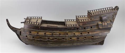 Lot Carved Wooden Hull Model Of A 17th Century Warship Late 19th
