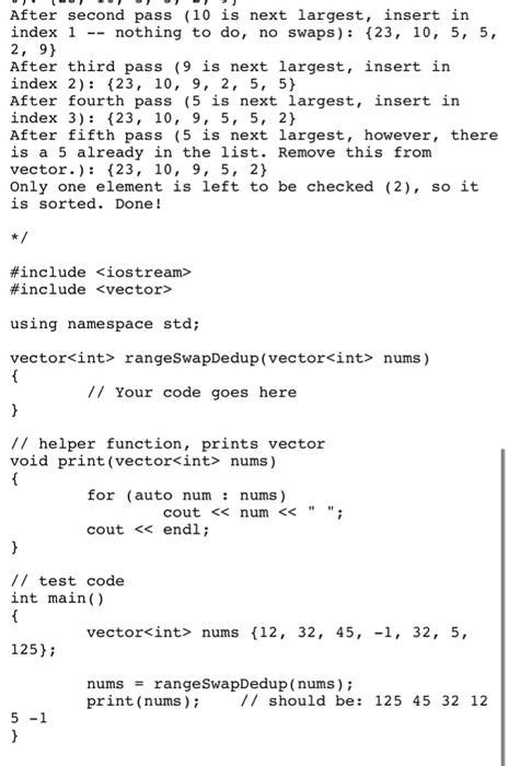 Solved Range Swap Sort With Deduplication Assume That We