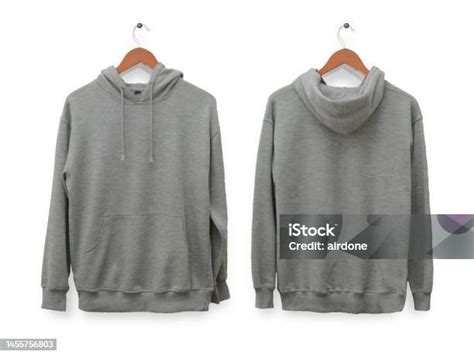 빈 스웨트셔츠는 흰색으로 격리된 모형 전면 및 후면 보기입니다 일반 회색 까마귀 모형 후드 디자인 프리젠 테이션 후드티에 대한 스톡 사진 및 기타 이미지 Istock