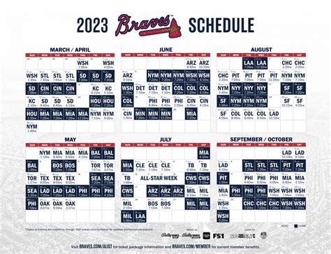 Atlanta Braves Printable Regular Season Schedule 2023