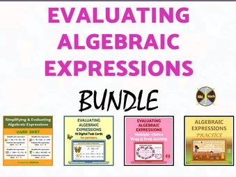 Simplifying Evaluating Algebraic Expressions Activities Bundle Teaching Resources