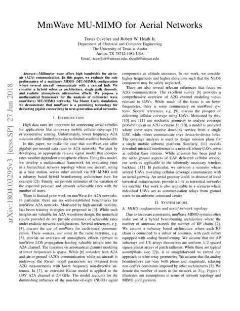 pdf mmwave mu mimo for aerial networks