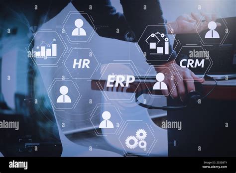 Architecture Of Erp Enterprise Resource Planning System With Connections Between Business