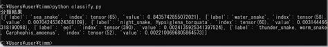画像分類の実行（timm のインストールと動作確認）（python，pytorch を使用）（windows 上）