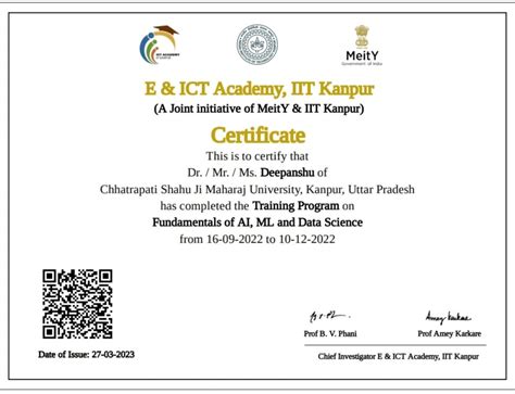 Earned A Certification In Ai Ml And Data Science Deepanshu Singh