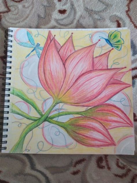 Цветок в 2024 г Легкие рисунки Цветные карандашные рисунки Уроки рисования