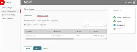 import configuration settings from a locally managed firebox