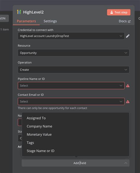 highlevel node add update opportunity with custom fields questions