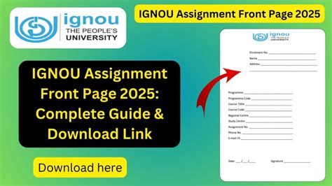 Ignou Assignment Front Page 2025 Complete Guide And Download Link