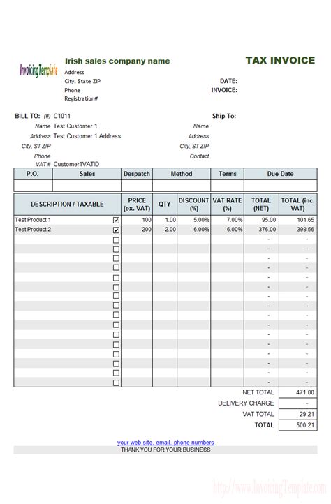 Free Vat Spreadsheet Template With Uk Vat Invoice Template Non