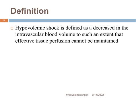 Hypovolemic Shock Examples