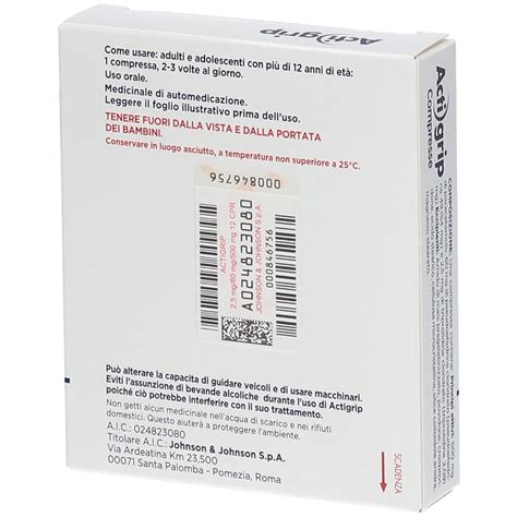 Actigrip 12 Compresse Per Raffreddore Cefalea Mal Di Testa Febbre E Influenza 12 Pz Redcare