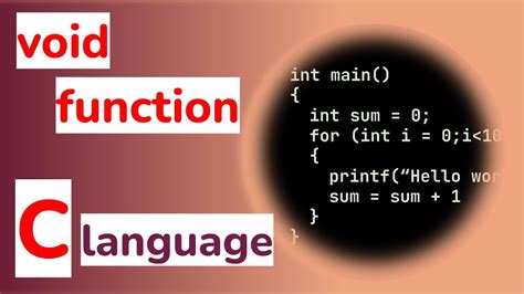 C Programming Void Function Youtube