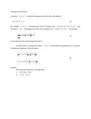 Homogeneous Functions Docx Homogeneous Functions F X Y Is Called A Homogeneous Function Of The