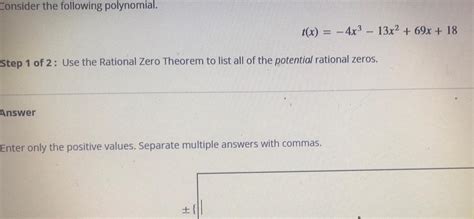 Answered Consider The Following Polynomial Step 1 Of 2 Use The Kunduz