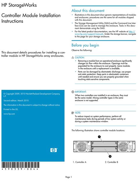 HP STORAGEWORKS P INSTALLATION INSTRUCTIONS Pdf Download ManualsLib