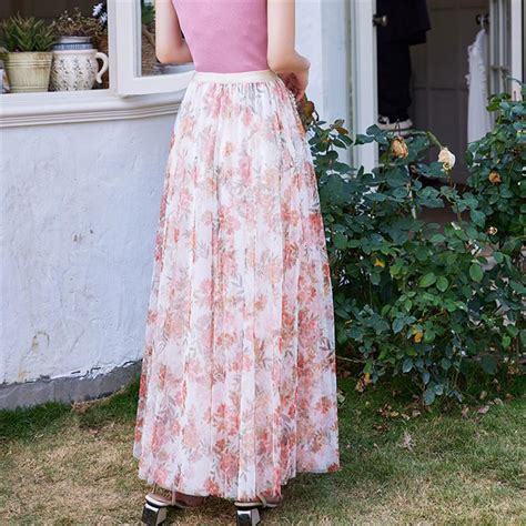 Купити Жіноча сітчаста спідниця з квітковим принтом Елегантна стильна велика літня спідниця з