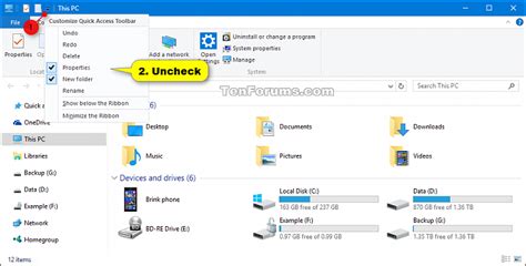 Add Or Remove Quick Access Toolbar Items In Windows File Explorer Tutorials