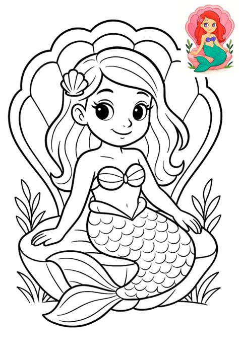 Free Printable Mermaid In A Shell Coloring Pages Nhật Ký Nghệ Thuật
